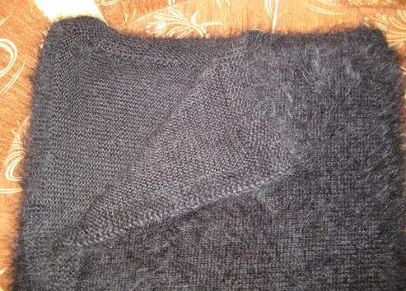 Black Mohair Bedspread Hand Knitted Blanket Fluffy Mohair Throw ...