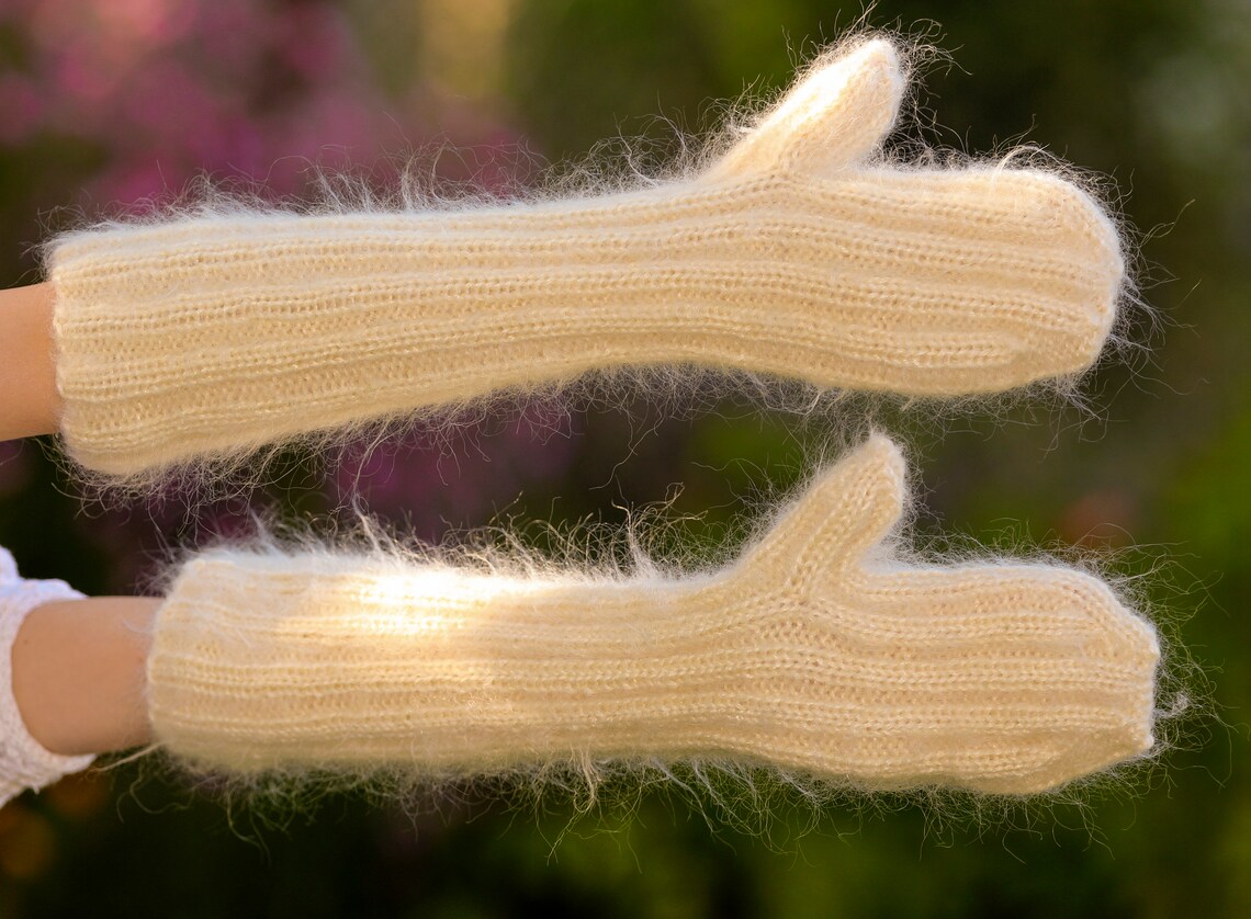 Fuzzy Long Mohair Mittens by Supertanya - Etsy