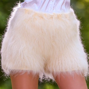 Fuzzy Ivory Mohair Shorts Fluffy Short Pants by Supertanya - Ready to ...