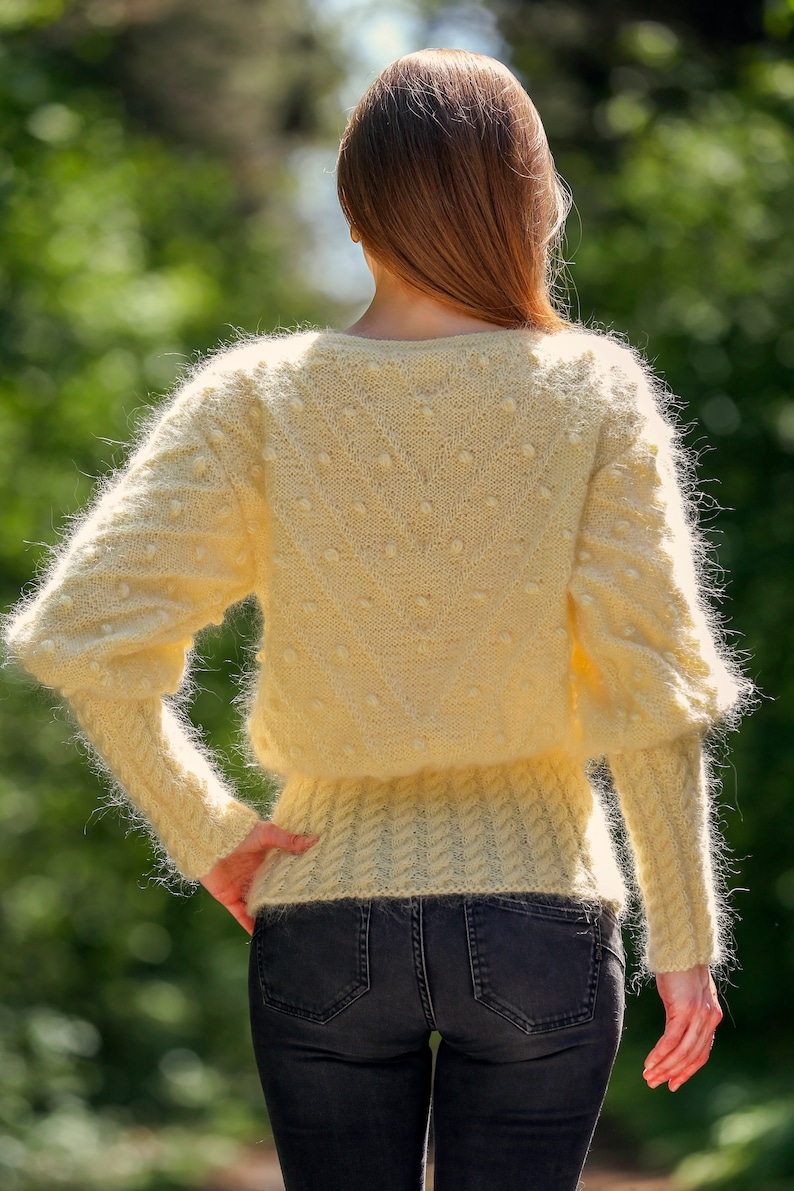 Ivory Mohair Sweater Unique Hand Knitted Fuzzy Designer Jumper - Etsy