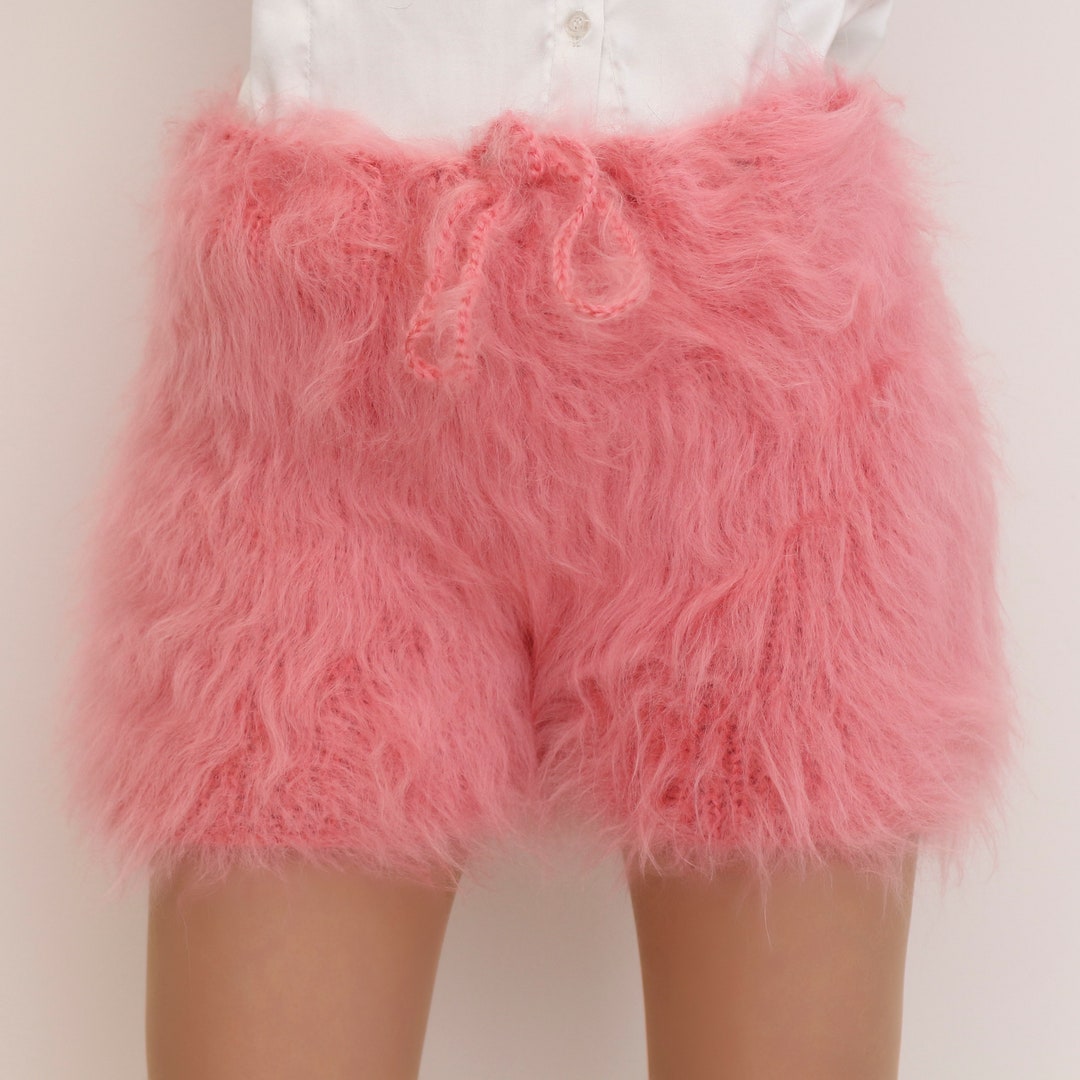 Fuzzy Pink Mohair Shorts Fluffy Short Pants by Supertanya - Etsy