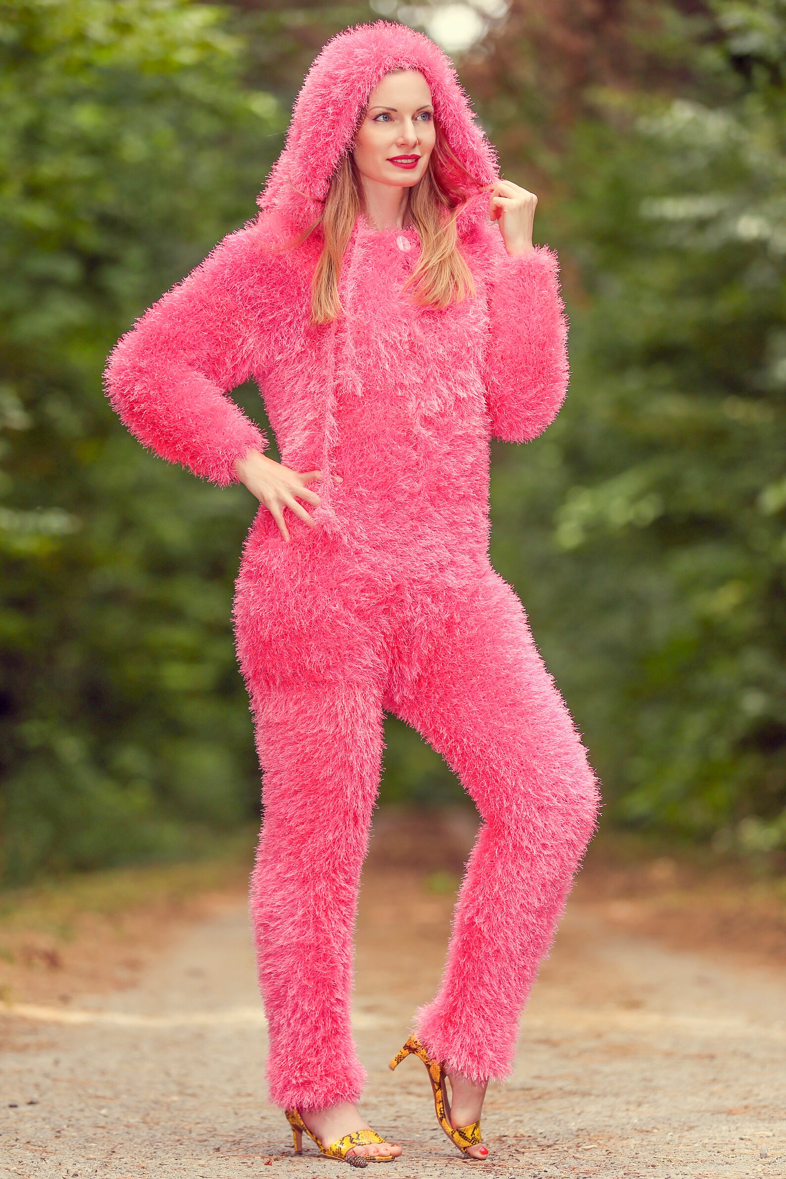 Fluffy Catsuit Pajama With Hood Decofur Hand Knitted Bodysuit Hand ...