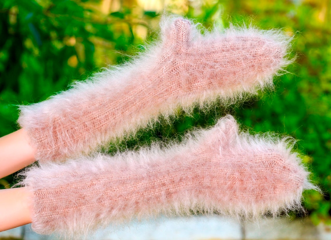 Fuzzy Long Mohair Mittens by Supertanya - Etsy