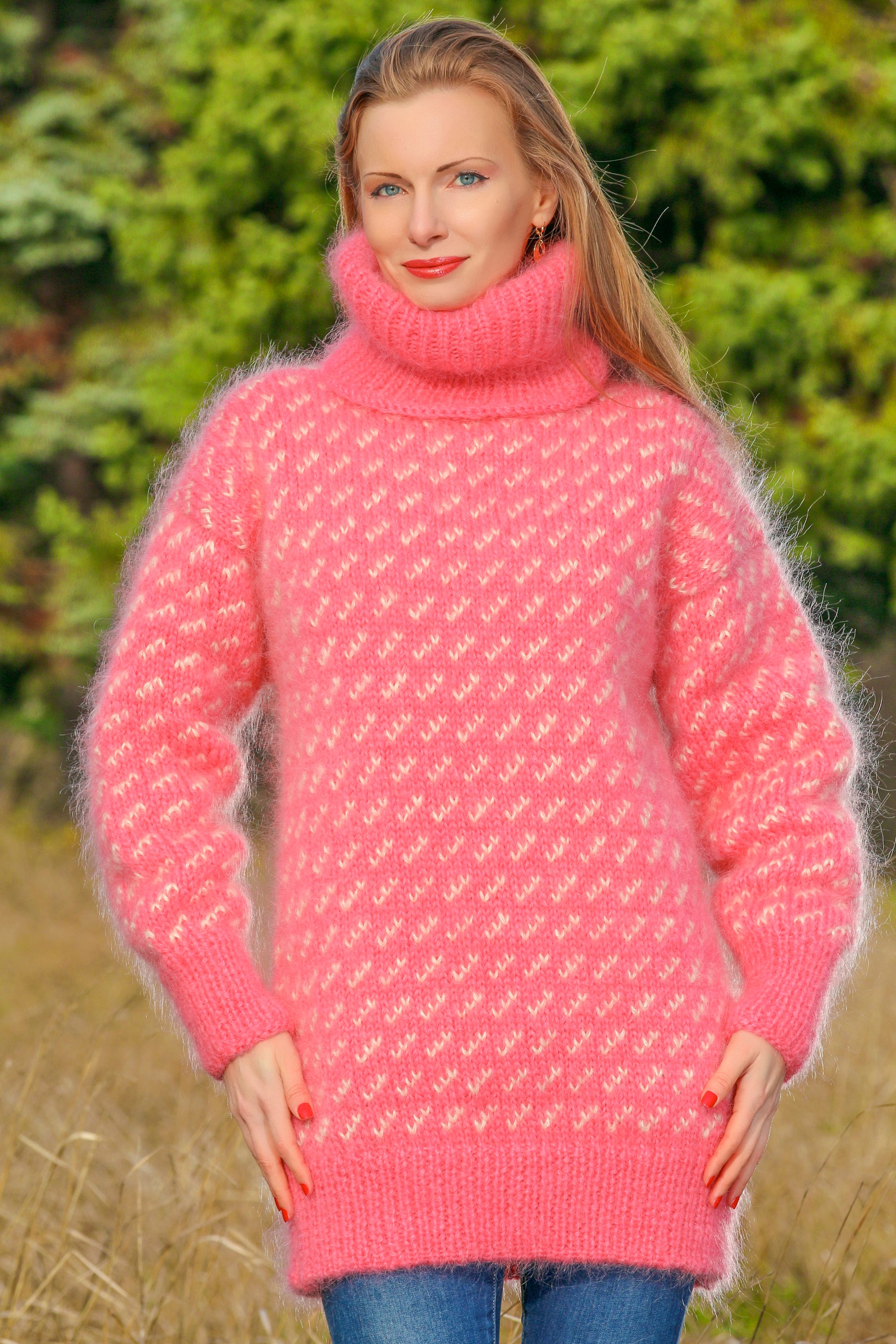 Supertanya Pink Mohair Sweater Multicolor Designer Pullover - Etsy