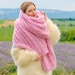 Pink Extra Long Fuzzy Mohair Scarf Handmade Fuzzy Shawl READY TO SHIP ...