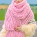 Pink Extra Long Fuzzy Mohair Scarf Handmade Fuzzy Shawl READY TO SHIP ...