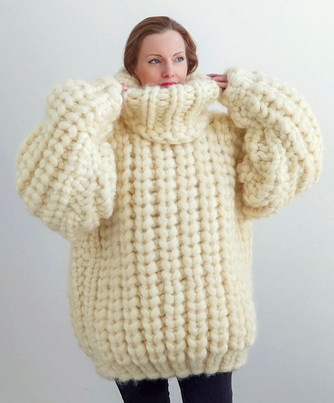 Mega dicker klobiger Pullover Fuzzy Mohair Pullover schwerer | Etsy