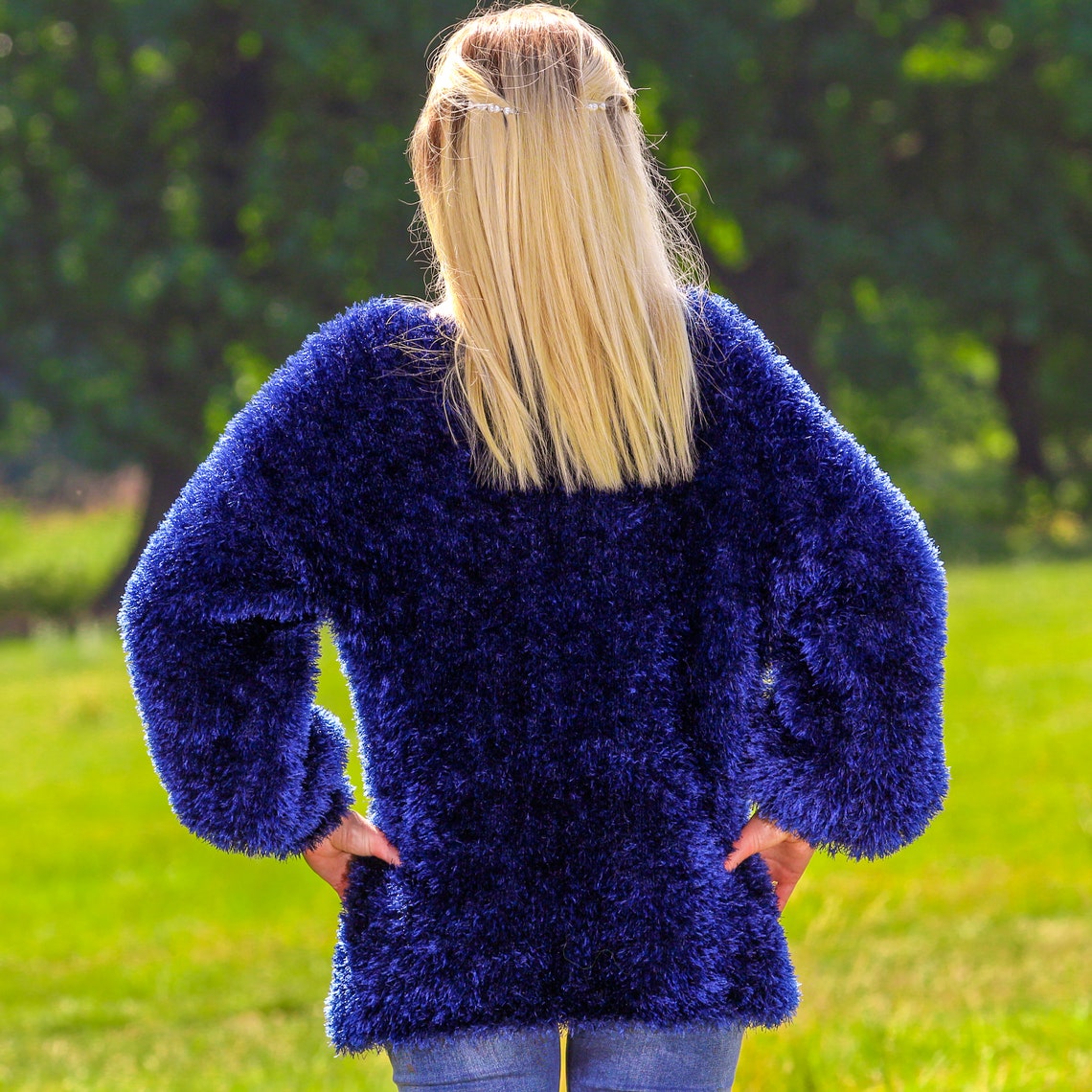 Fuzzy Soft Sweater in Royal Blue Dark Blue Pink or Yellow - Etsy