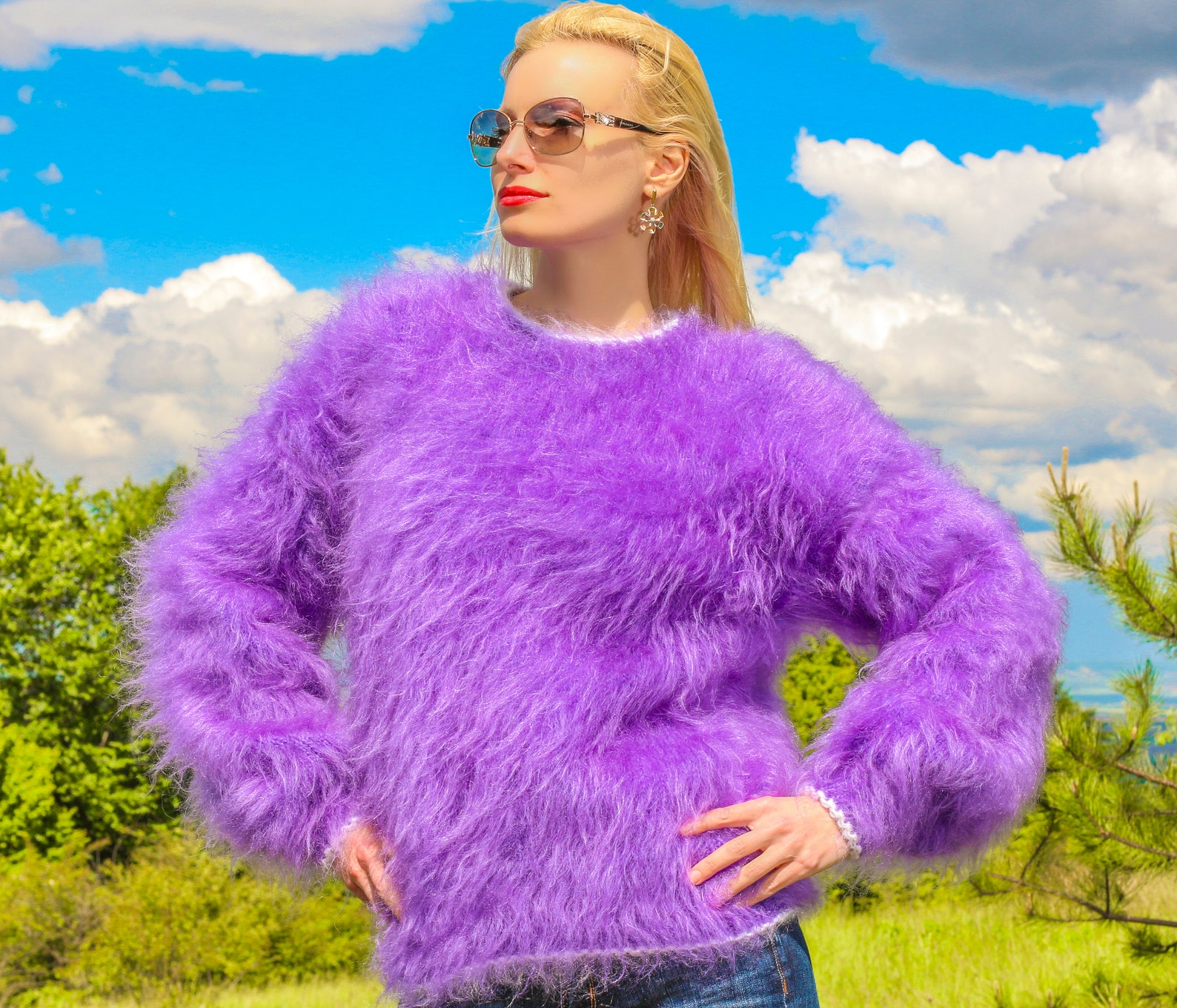 Fuzzy Crewneck Mohair Sweater Thick Fluffy Pullover Supertanya, Made to ...