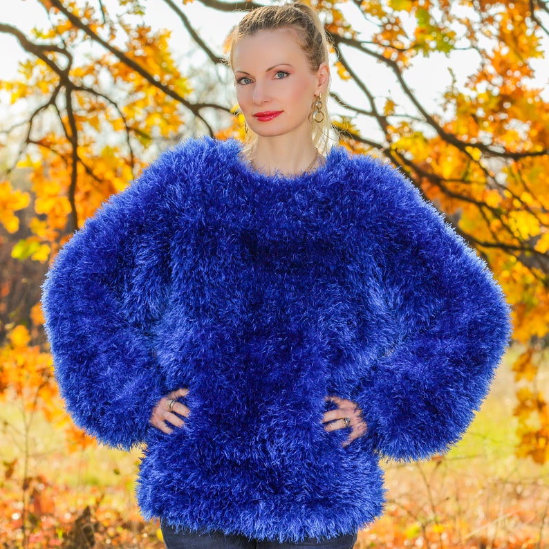 Fuzzy soft sweater fluffy elegant pullover eyelash yarn | Etsy