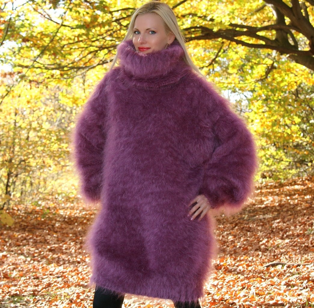 Dicker Fuzzy Long Mohair Sweater Handgestrickter - Etsy.de