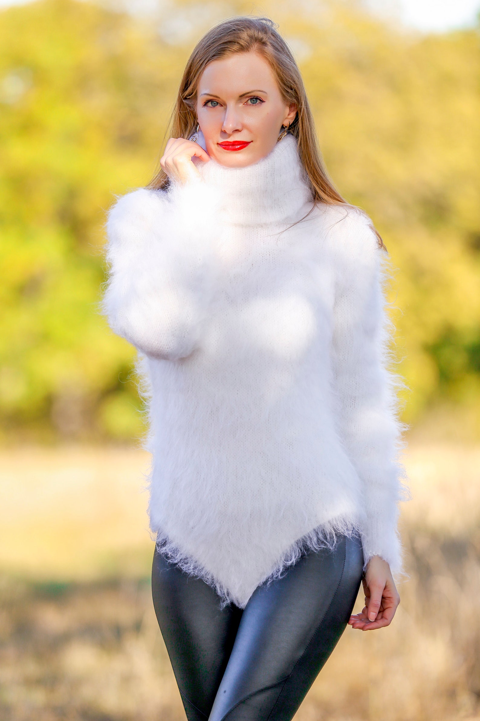 Ready to Ship Fuzzy Bodysuit White Mohair Sweater by - Etsy