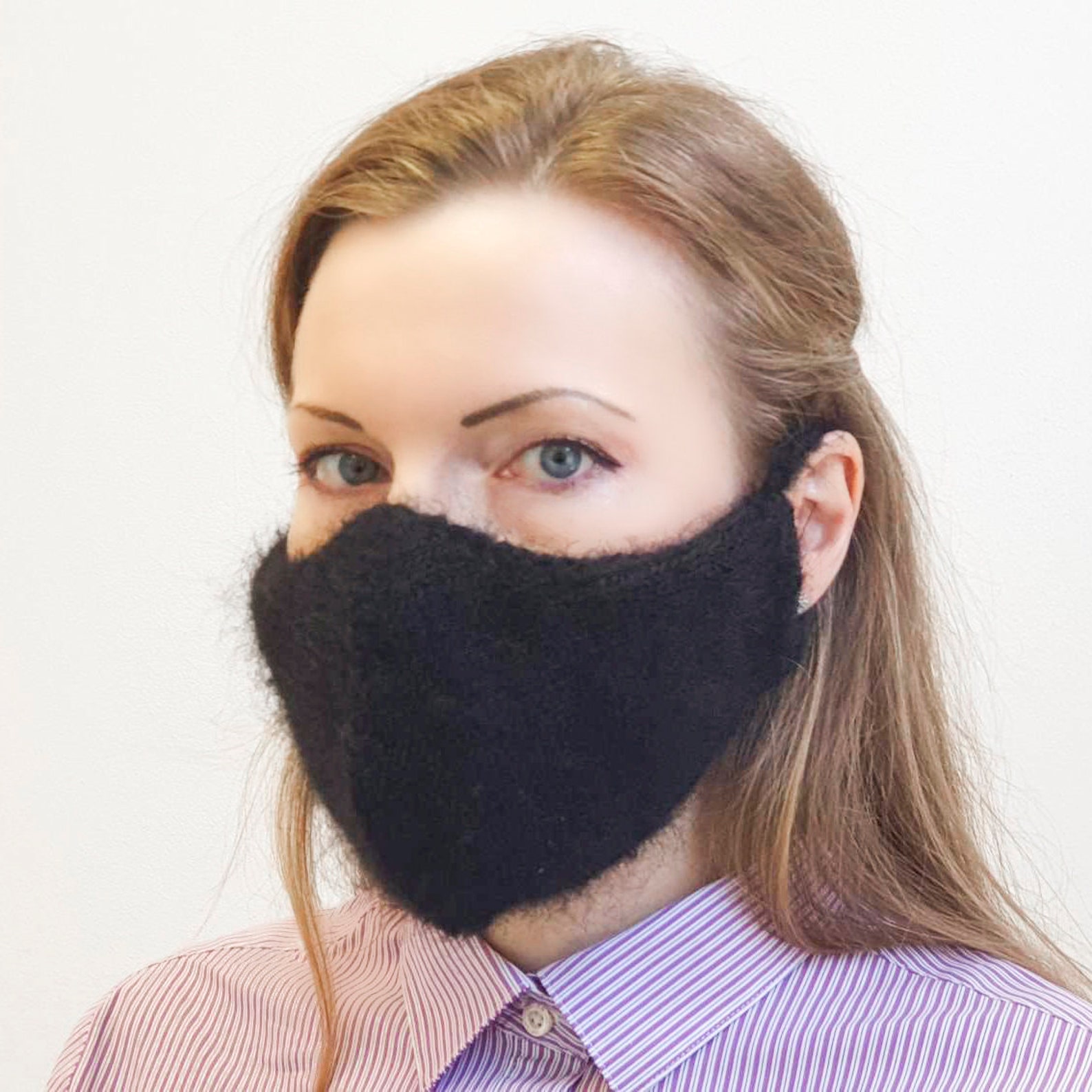 Mohair Face Mask With Satin Lining Adjustable Facemask | Etsy