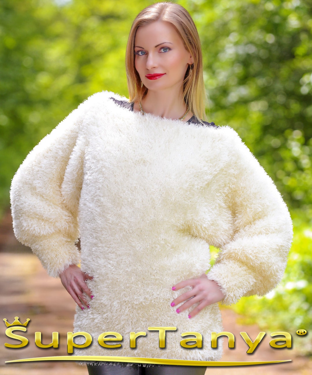 Elegant Very Soft Sweater Hand Knitted Decofur Blouse Eyelash Fuzzy ...