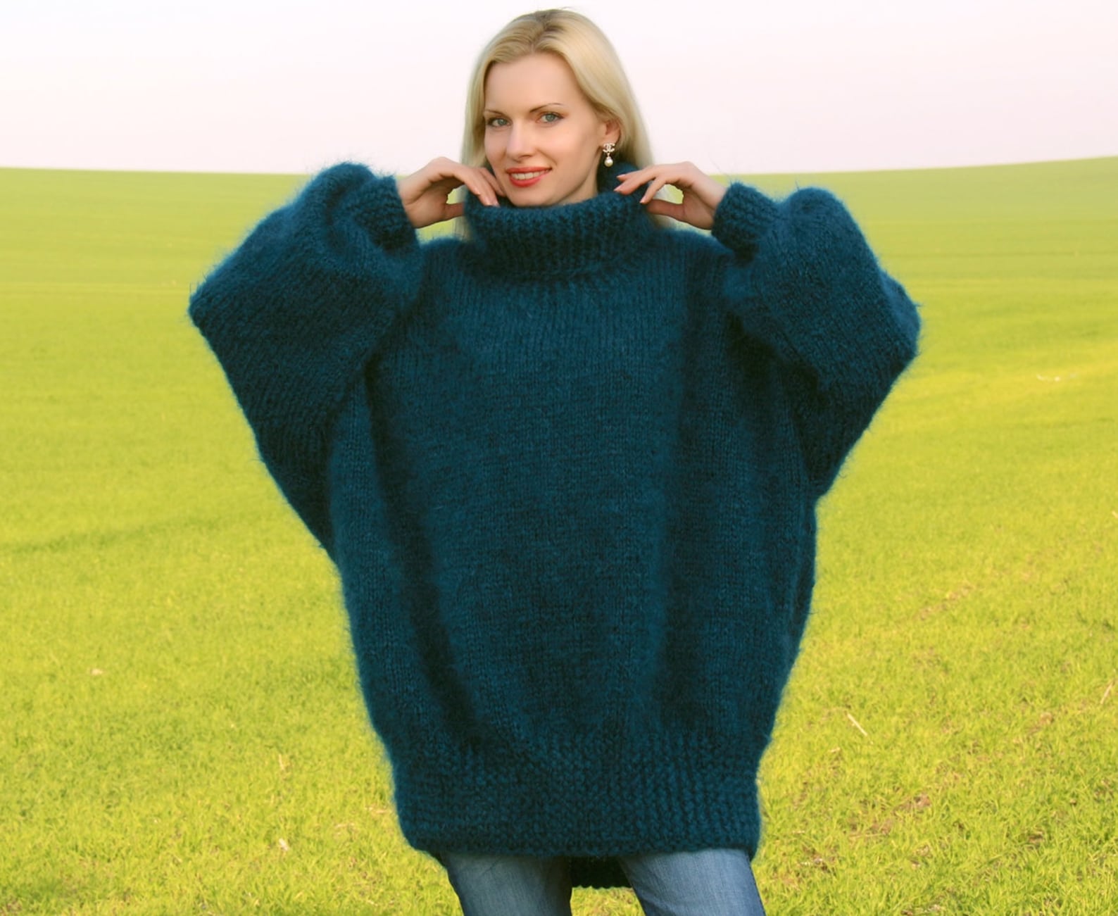 Dicker Fuzzy Long Mohair Sweater Handgestrickter | Etsy