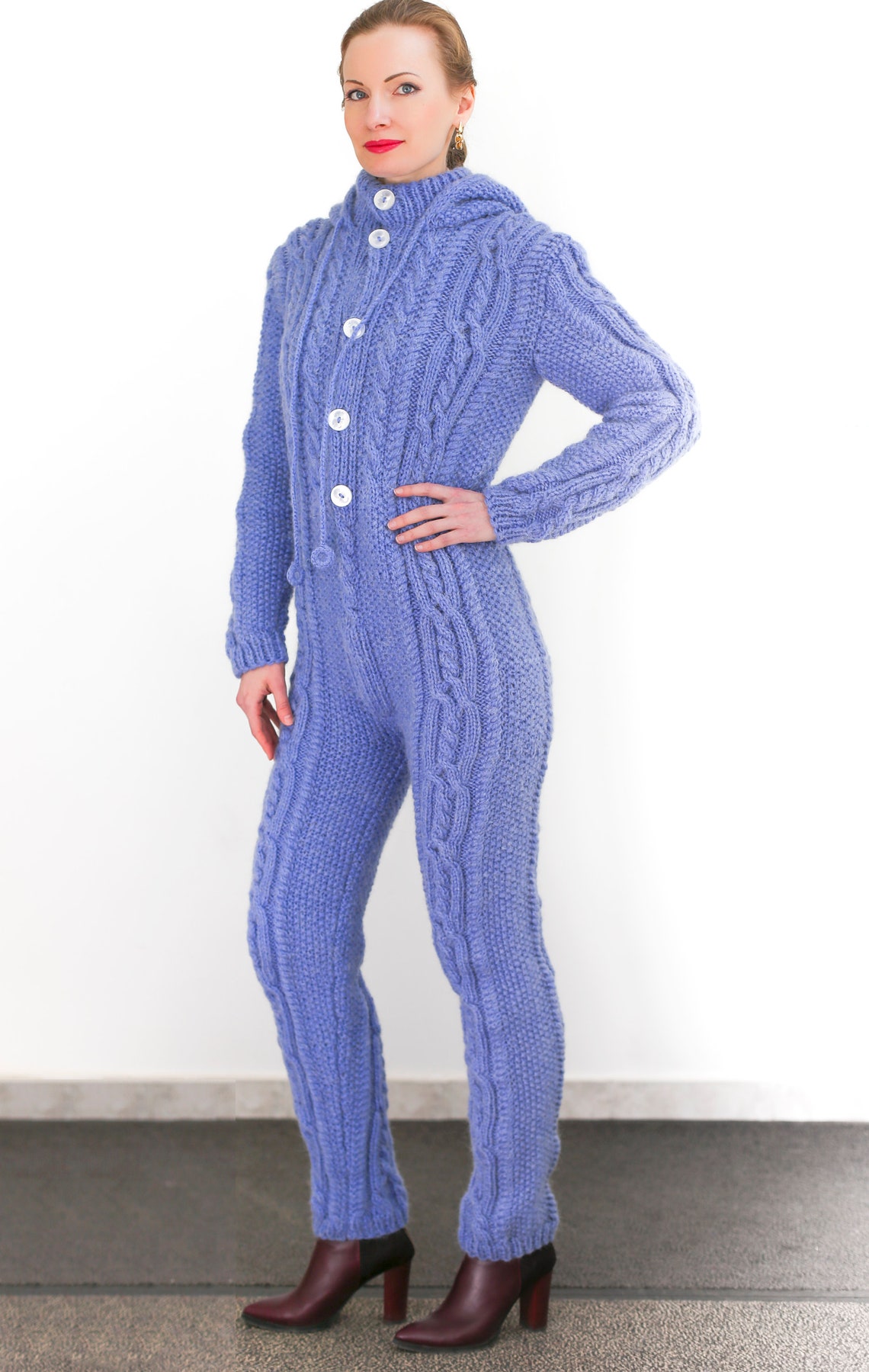 Cable catsuit pijama mohair wool bodysuit SuperTanya | Etsy