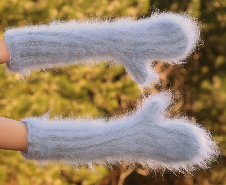 Fuzzy Long Mohair Mittens by Supertanya - Etsy