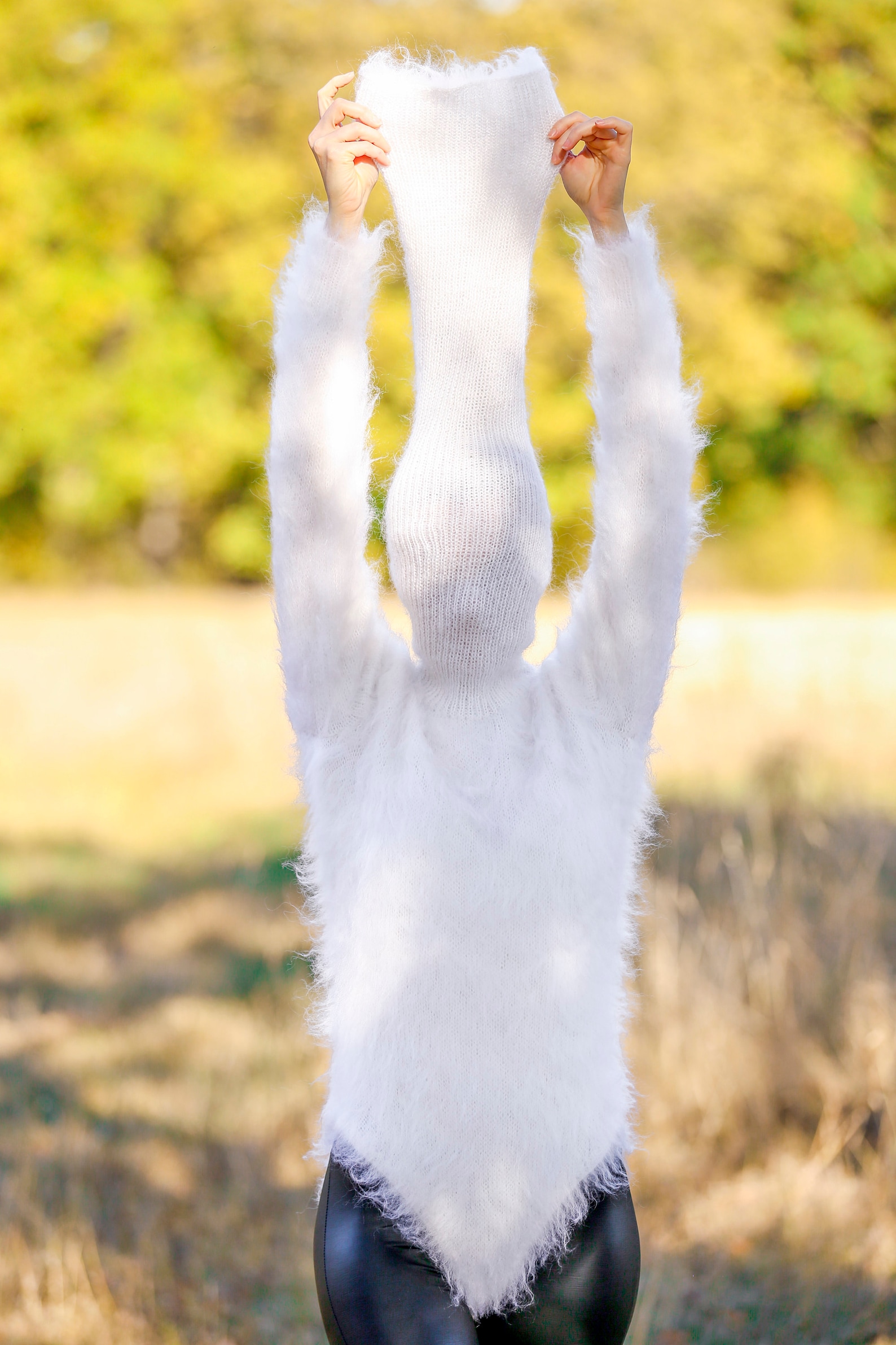 Ready to Ship Fuzzy Bodysuit White Mohair Sweater by - Etsy