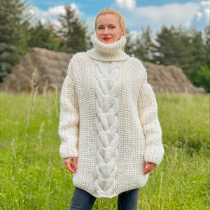 White Wool Sweater Thick Natural 100 % Soft Wool Pullover- Ready to ...