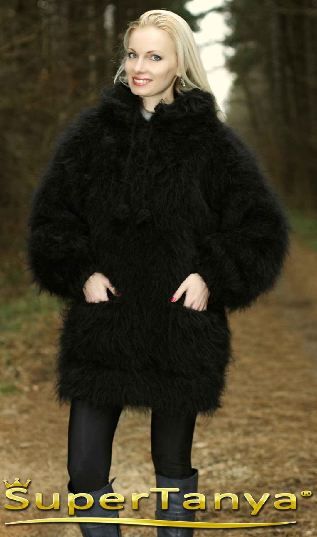 Made to Order Hand Knit Hoodie Mohair Sweater in Black by Supertanya - Etsy