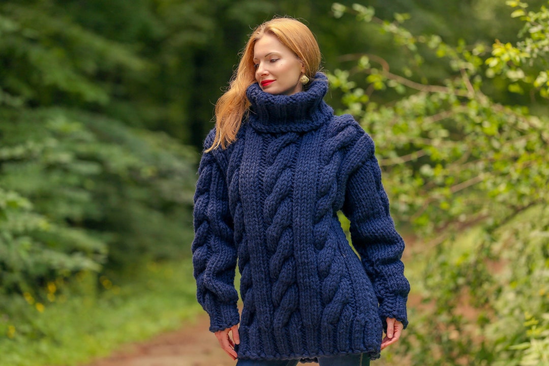 Supertanya Blue Chunky Wool Sweater - Ready to Ship - M / L Size ***2.5 ...