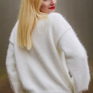 MADE TO ORDER Elegant and Exclusive 100% Hand Knitted White Genuine ...