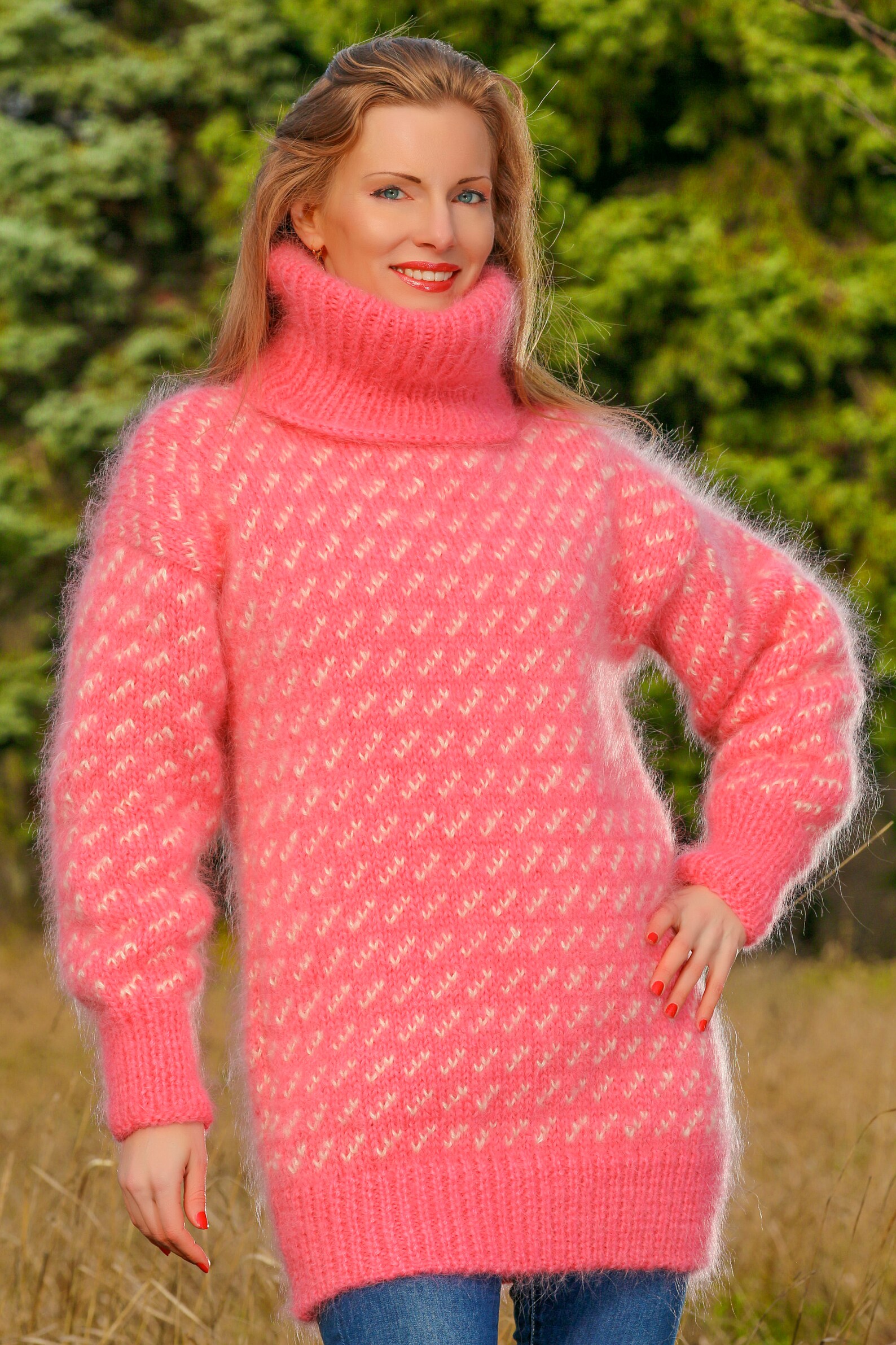 Supertanya Pink Mohair Sweater Multicolor Designer Pullover - Etsy