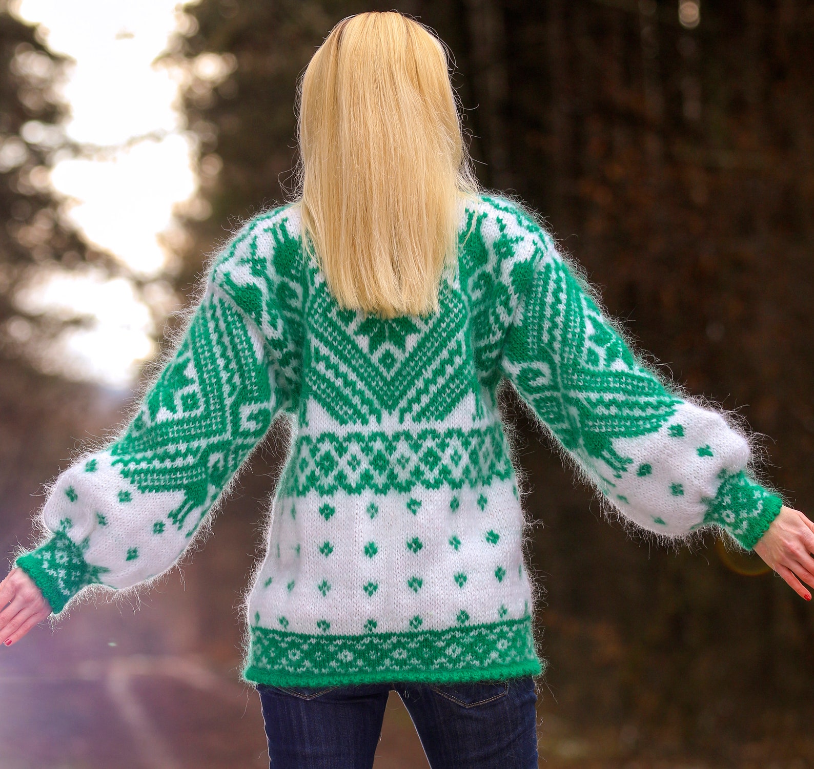 Unique Elegant Norwegian Sweater Hand Knitted Designer Mohair | Etsy