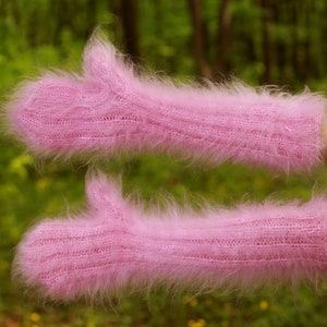 Fuzzy Long Mohair Mittens by Supertanya - Etsy