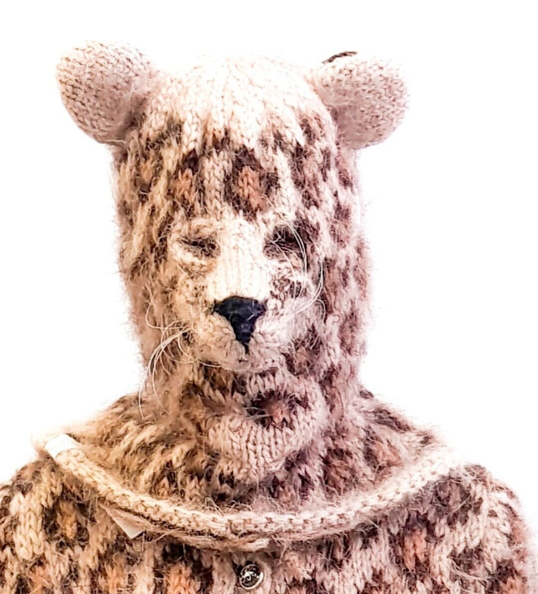 Leopard Face Mask Fuzzy Head Mask Costume Fuzzy Head Leopard Mohair ...