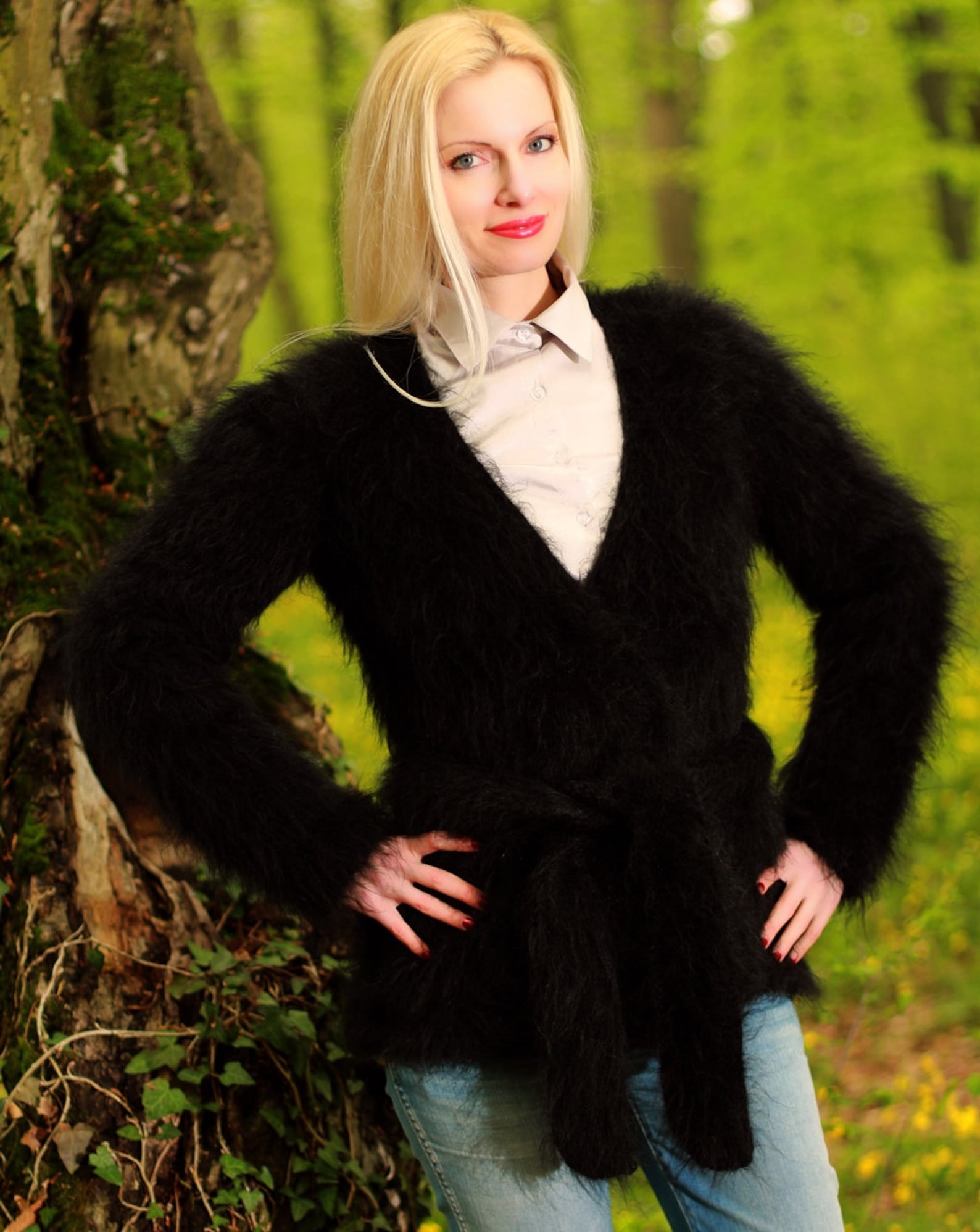 Fuzzy Wrap Mohair Cardigan Hand Knitted Fuzzy Jacket Hand Knitted ...