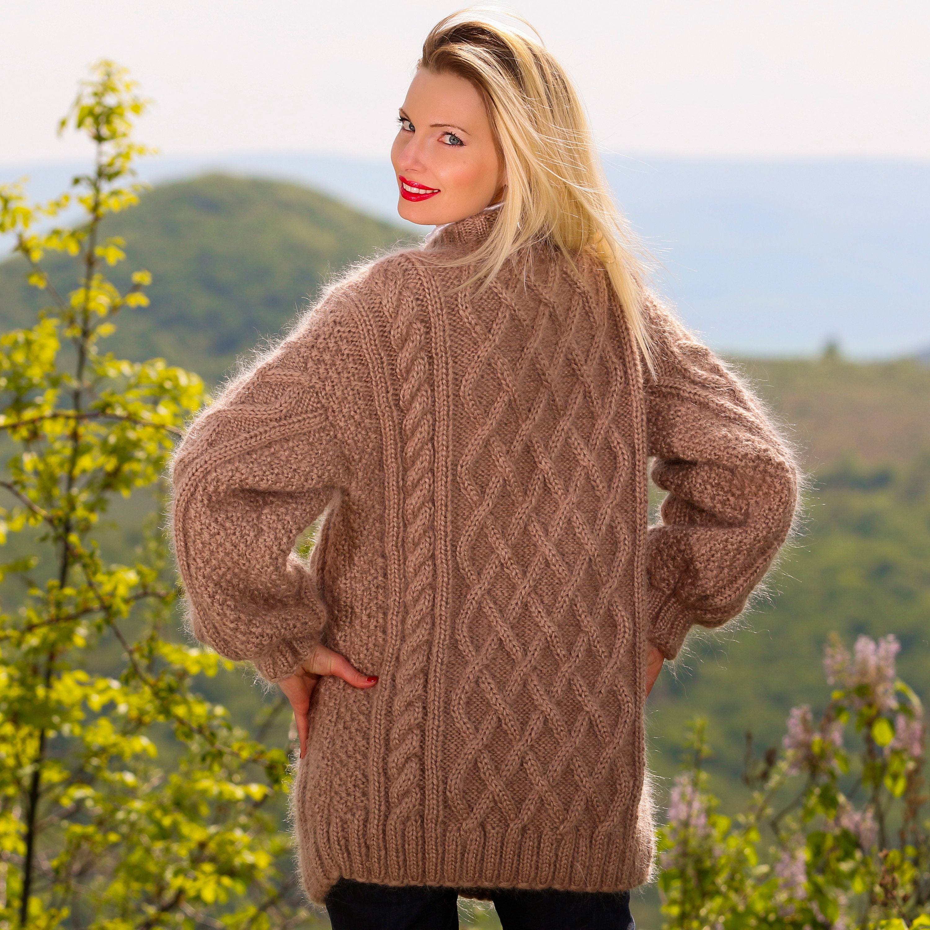 Supertanya Aran Cable Mohair Cardigan Thick Sweater Coat Made Etsy