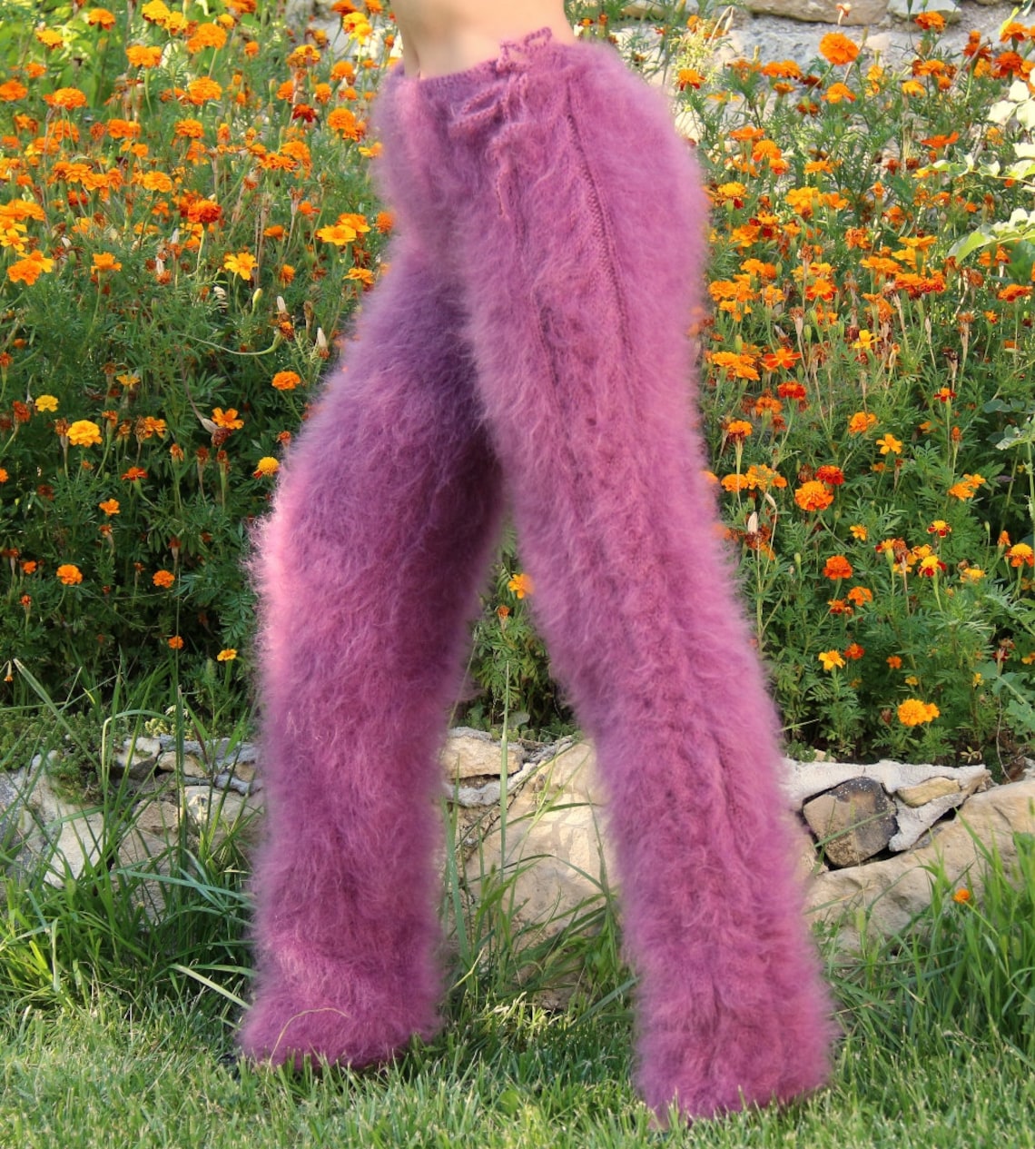 Cable Knit Pants Thick Trousers Fuzzy Hand Knitted Fluffy - Etsy