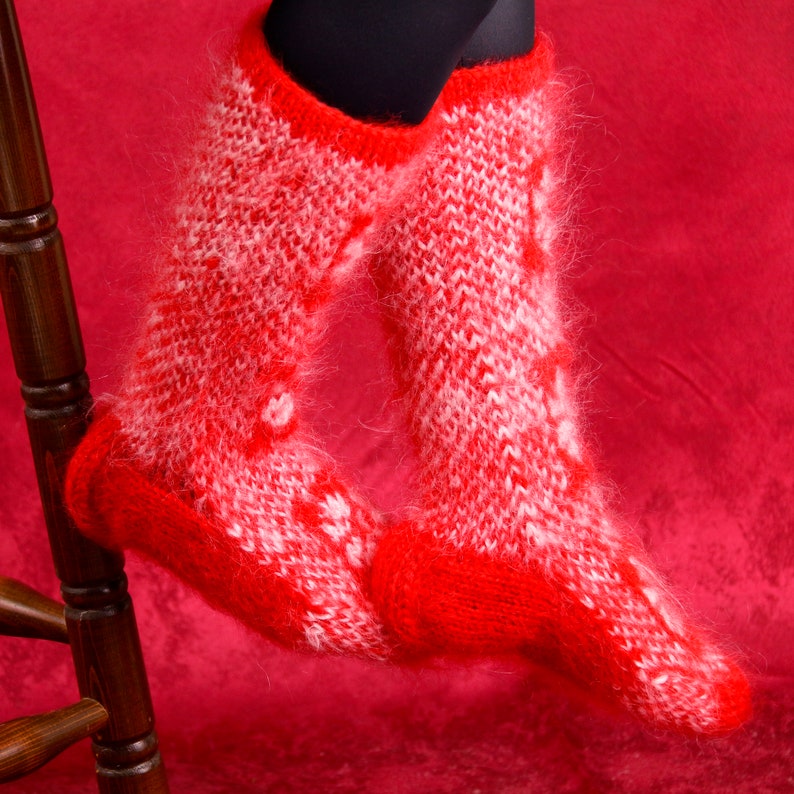 Red Mohair Socks Supertanya Handmade Leg Warmers - Ready to Ship, One ...