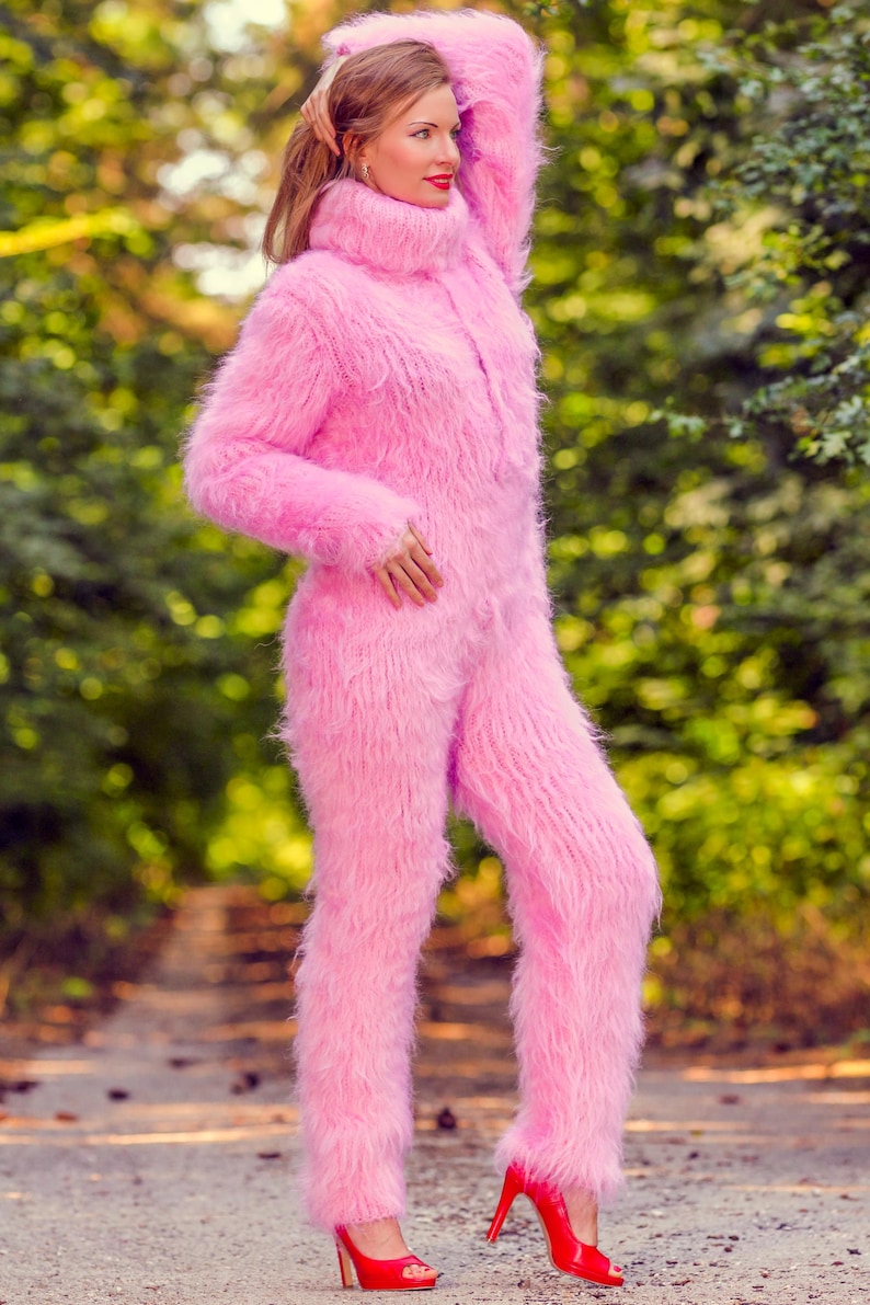 Fuzzy Pink Mohair Catsuit/bodysuit by Supertanya - Ready to Ship in ...