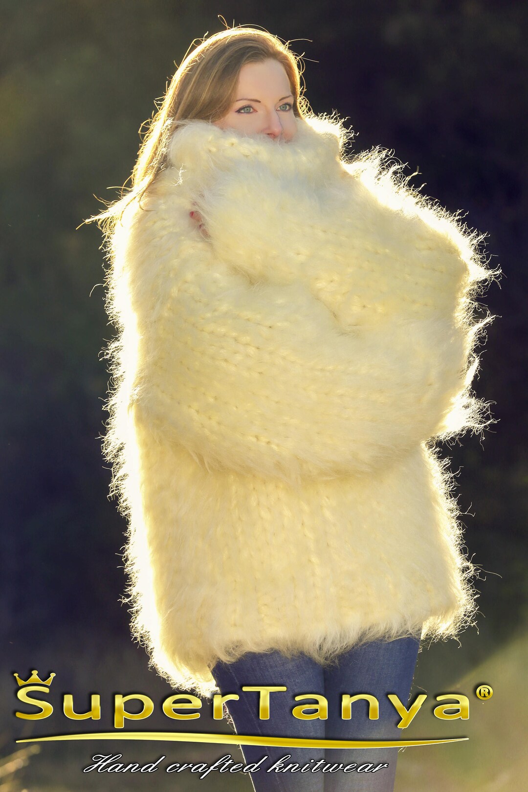 Mega Thick Fuzzy Pullover Hand Knitted Mohair Sweater, 32 STRANDS ...