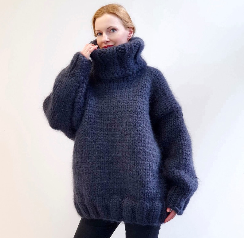 Supertanya Mega Thick Sweater Hand Knitted Pullover Fuzzy Wool Jumper ...