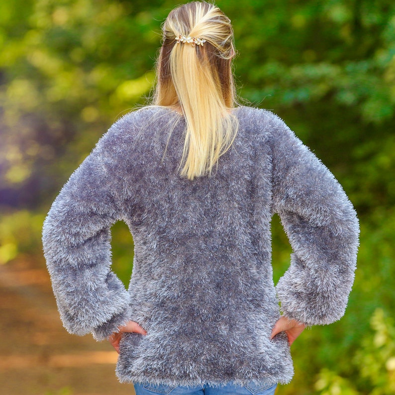 Fuzzy soft sweater fluffy elegant pullover eyelash yarn | Etsy