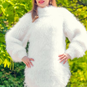 Handmade White Mohair Sweater Thick Fuzzy Pullover, Ready to Ship, Size ...