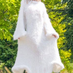 Fuzzy Dress With Wide Sleeves Hand Knitted Designer Fuzzy Gown by ...