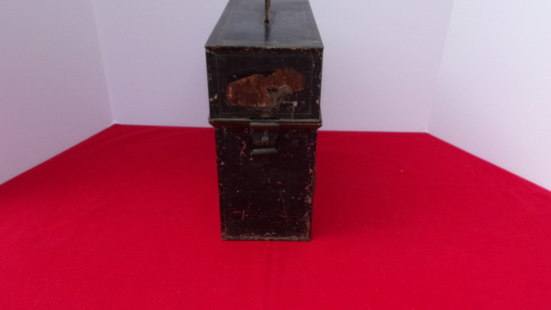 File Box Antique Metal Slim Storage Paperwork Organizer Vintage Black ...