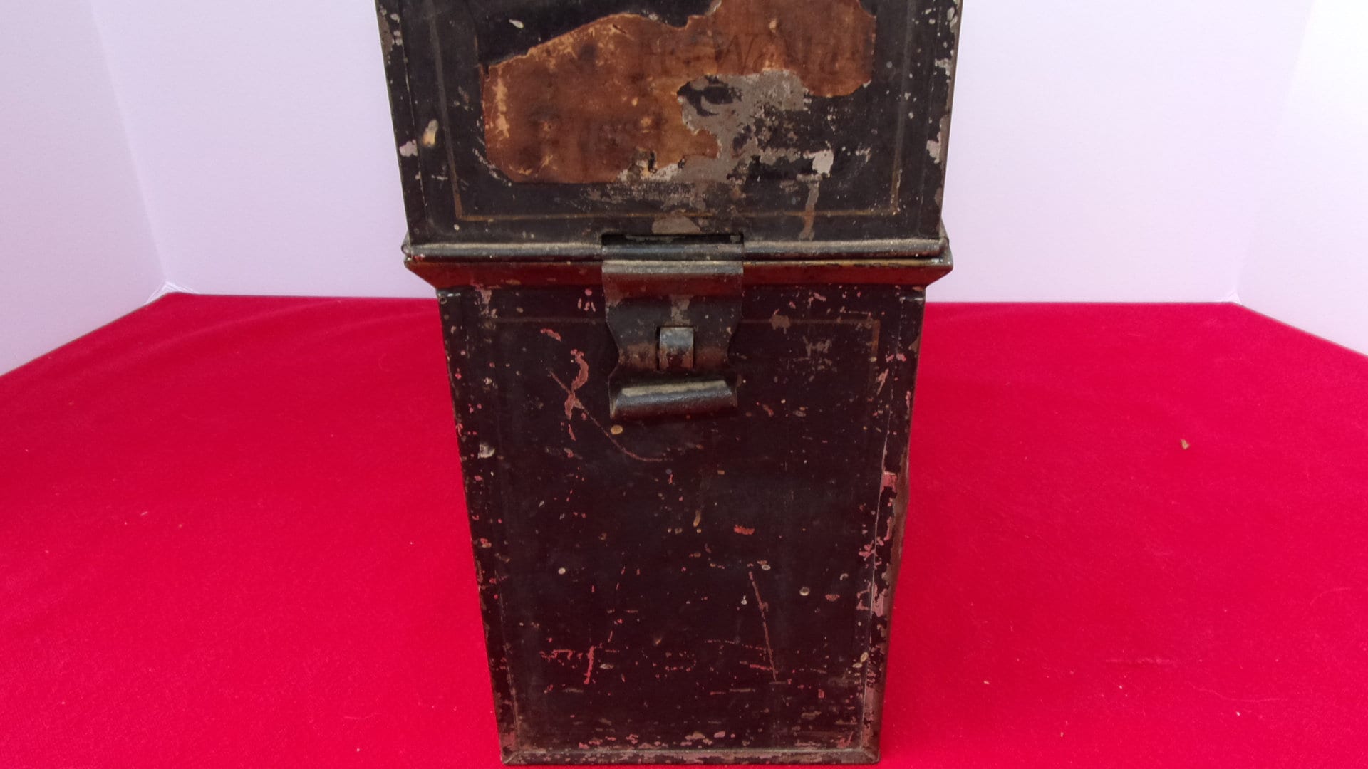 File Box Antique Metal Slim Storage Paperwork Organizer Vintage Black ...