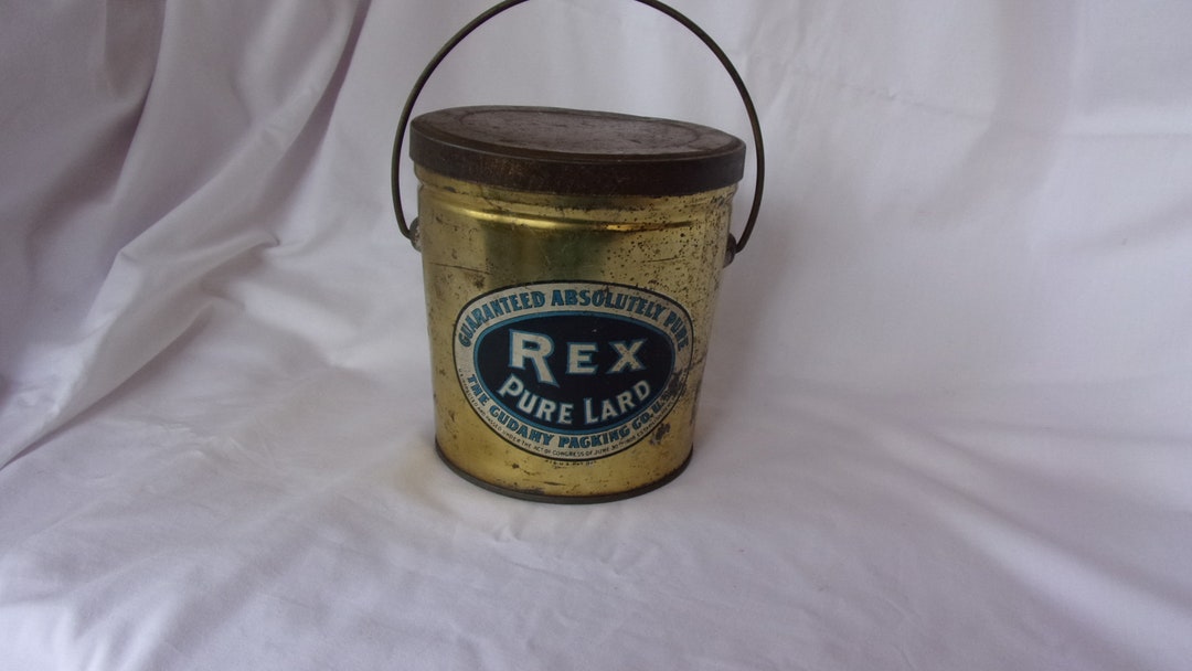 Lard Tin Rex Lard Can Vintage Advertising Kitchen Decor Retro Primitive ...