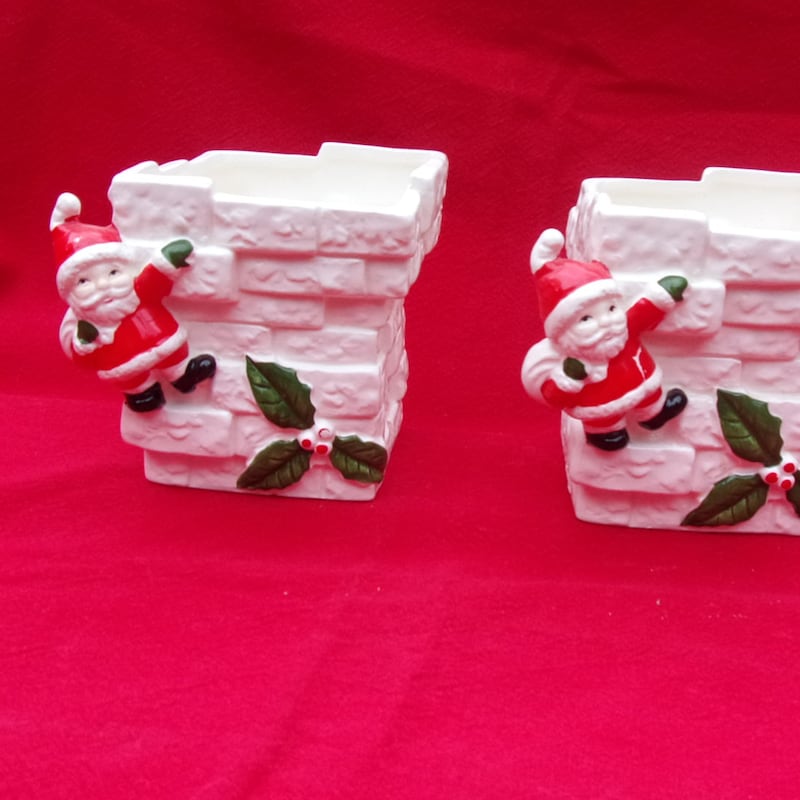 Santa and Chimney Planter - Etsy