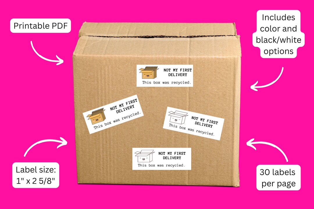 Recycled Box Sticker Reused Box Label Printable Reclaimed Shipping Box ...