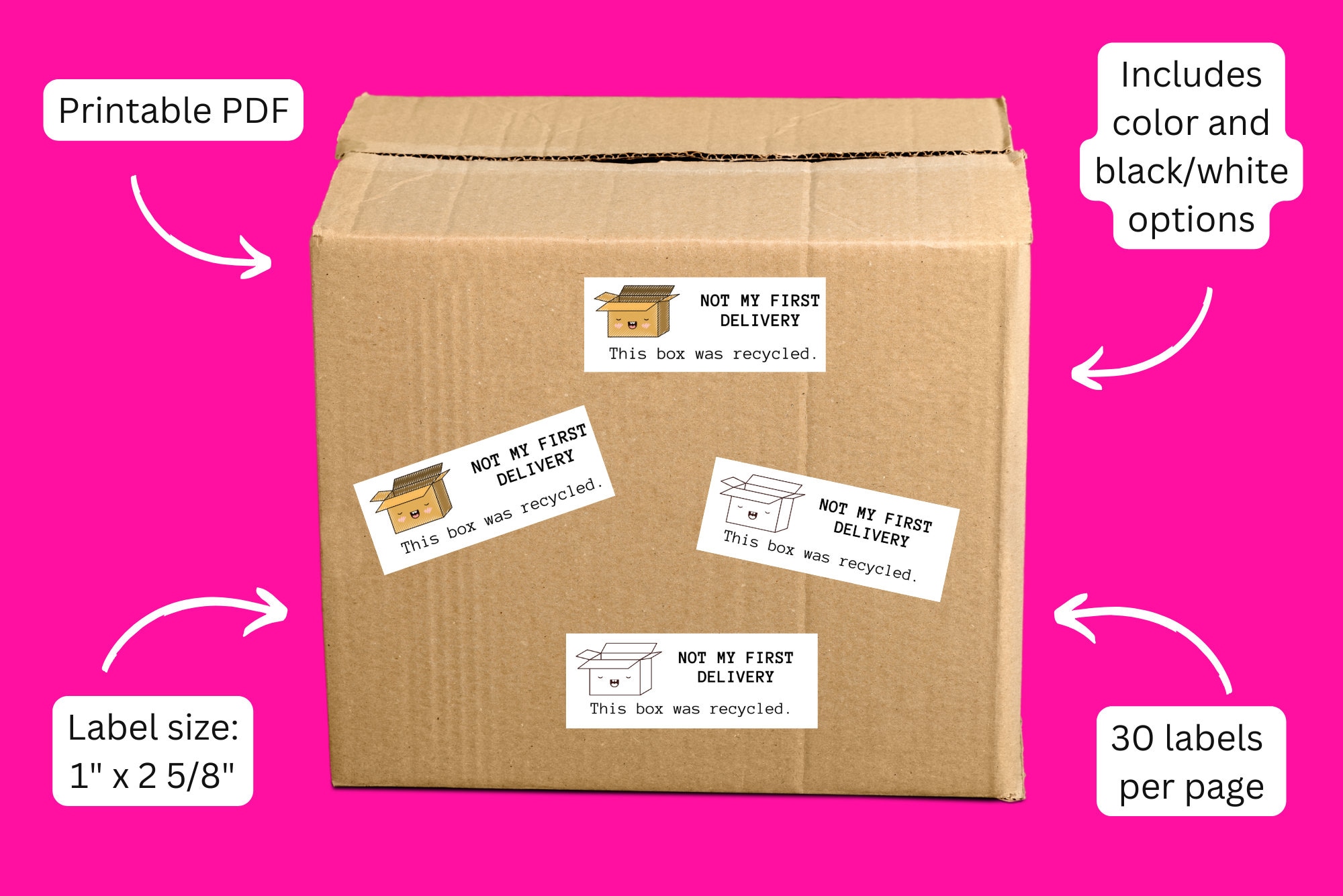 Recycled Box Sticker Reused Box Label Printable Reclaimed Shipping Box ...