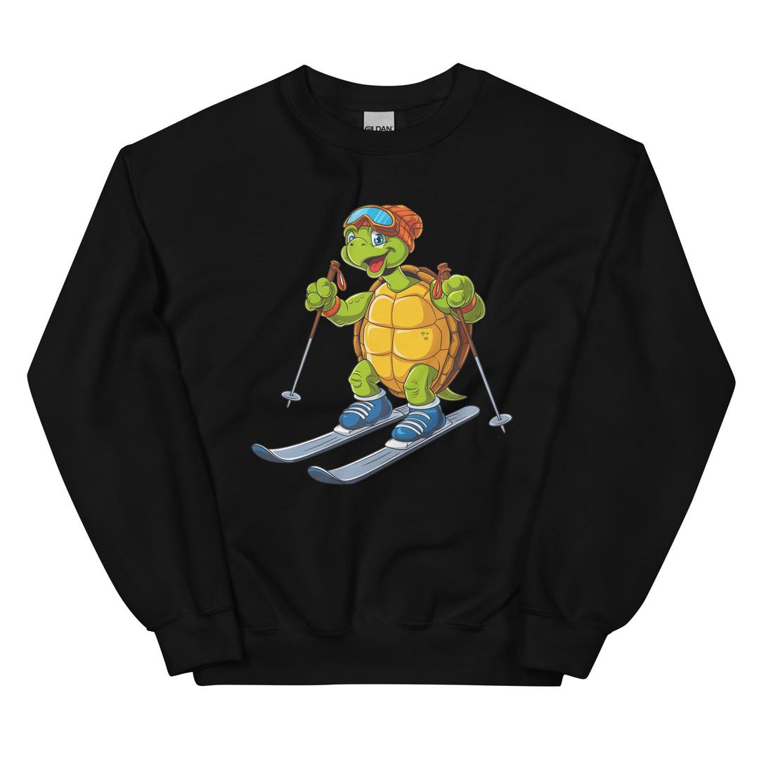 Turtle Skiing Skier Fun Cartoon Ski Crewneck Sweatshirt - Etsy