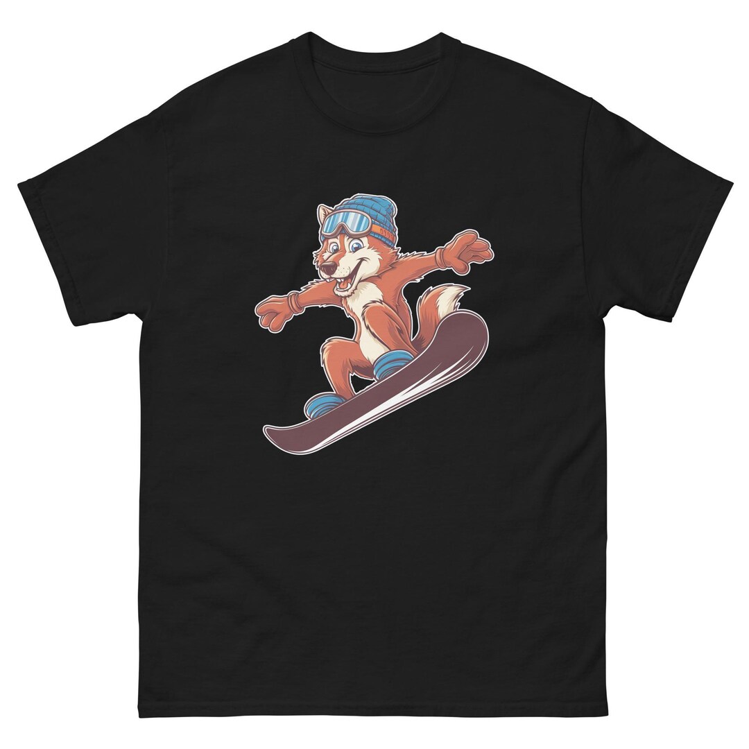 Wolf Snowboarding Fun Cartoon Snowboarder Shirt T-shirt - Etsy