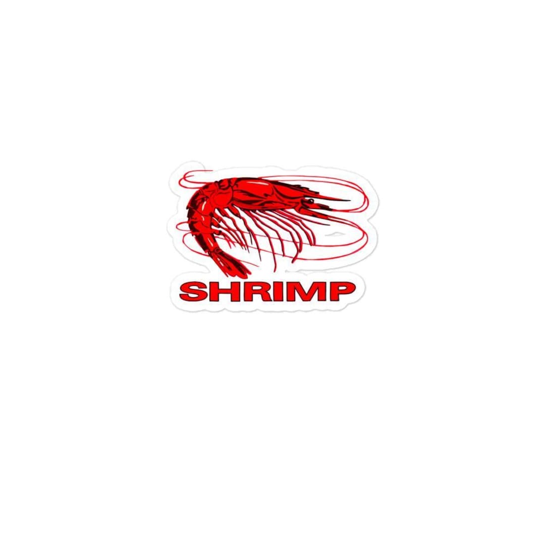 Red Shrimp Sticker, Seafood Lover Decal, Marine Life Vinyl, Cute Shrimp ...