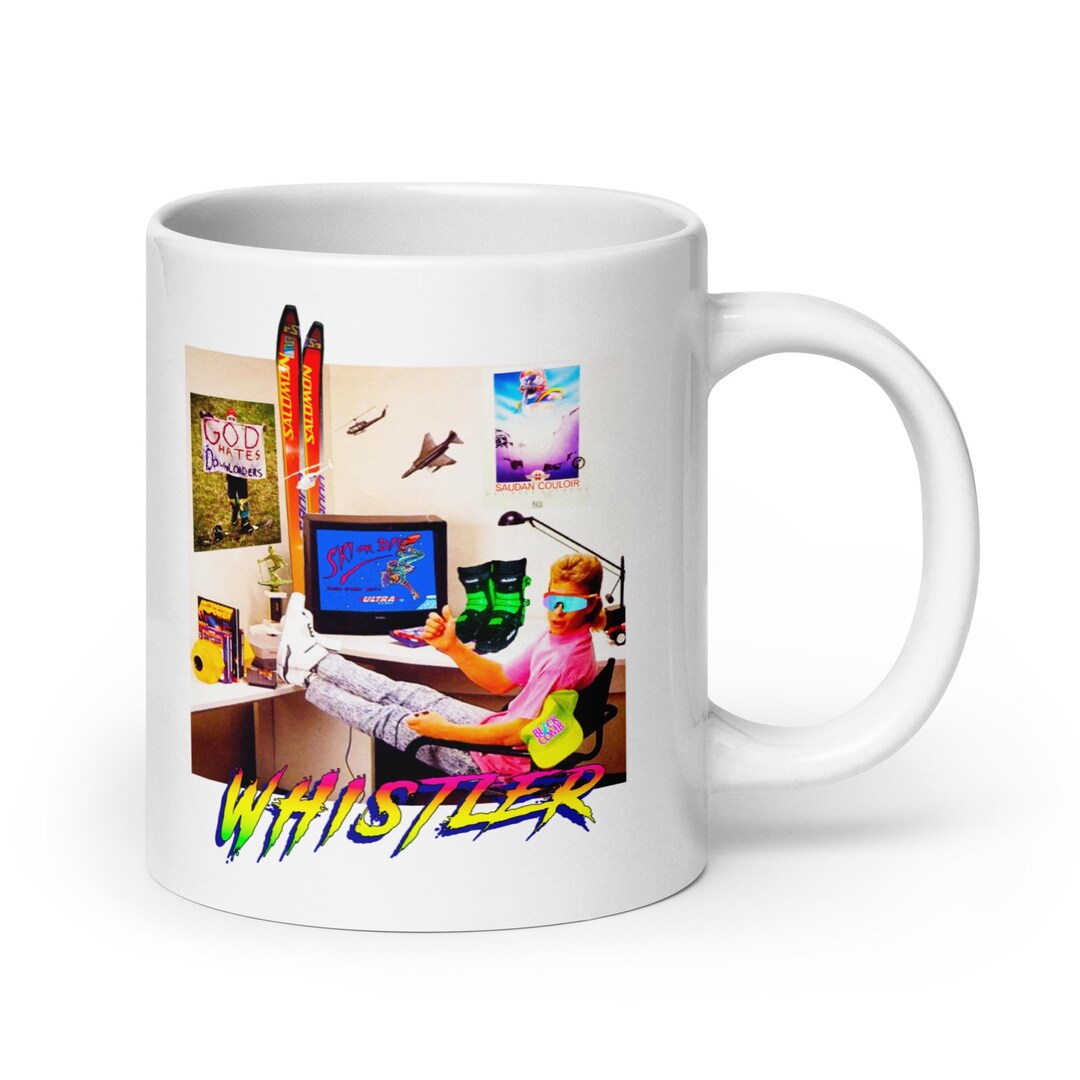 Retro 90s Whistler Mug Colorful Fun Design, Unique Coffee Mug for Ski ...